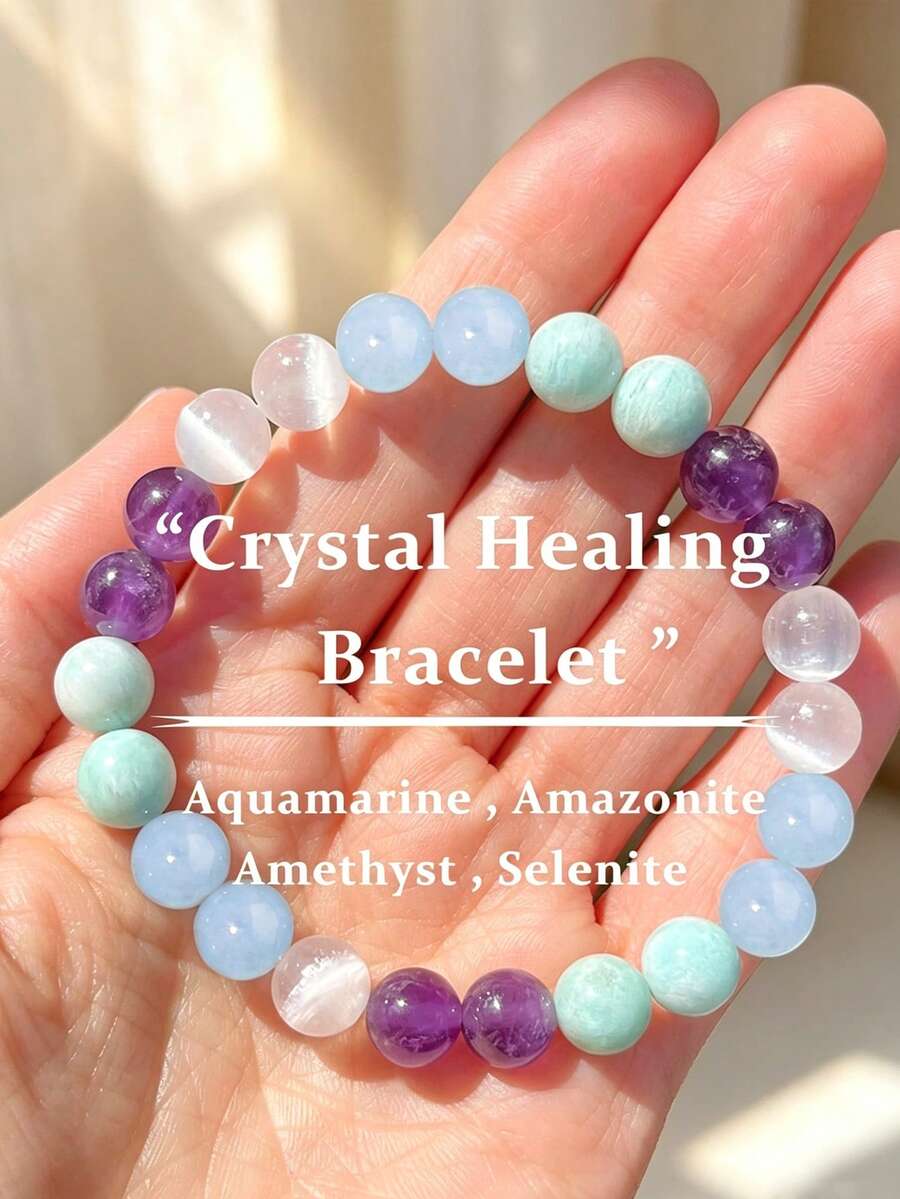 Women'S Fashion Aquamarine Healing Bracelet , Amethyst , Stress Relief ...