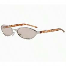 2026 New Futuristic Metal Silver-Rimmed Cat-Eye Korean Fashion Oval ...