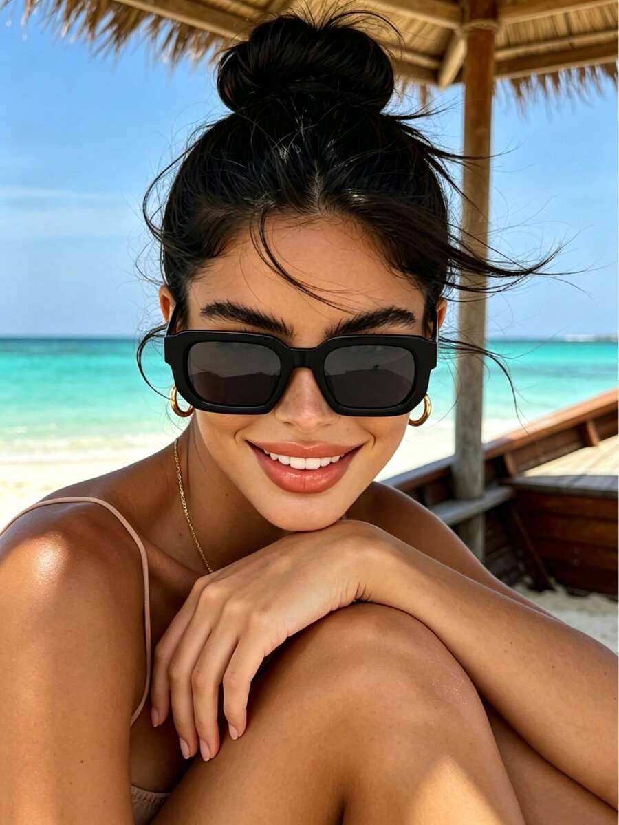 1pc Women's Retro Geometric Frame Fashionable Sunglasses, Suitable For ...