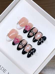 Purely Handmade Wearable Fake Nails, Almond Shape, Hand-Painted ...