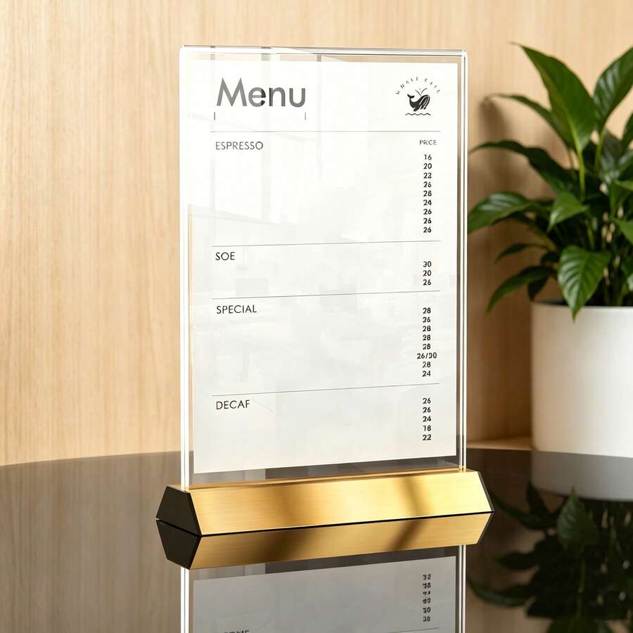 2 Packs A5 Acrylic T-Stand Table Signs, Double Sided Clear Acrylic ...