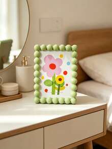 1pc Cute Beaded Photo Frame, Round Ball Edge Picture Frame, Plastic ...