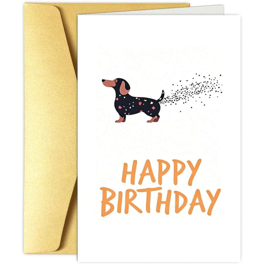 Dachshund Paper-Tailed Cartoon Birthday Card, Humorous Side Dog ...