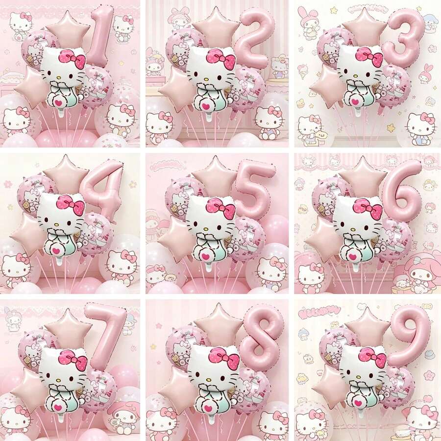 SANRIO Hello Kitty Heart Themed Foil Balloon Bouquet, Thick Material ...