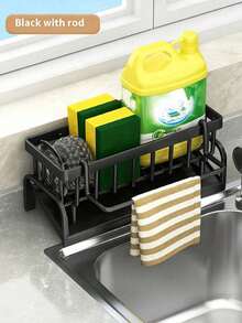 Multifunctional Sink Drain Rack, Carbon Steel Kitchen Sponge Holder ...