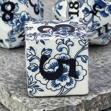 7-Piece Ancient Blue And White Porcelain Polyhedral Dice Set, Odorless ...