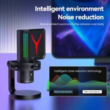 USB Microphone RGB Condenser Noise Canceling Wired Gaming Microphone ...