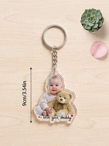 1pc Custom Personalized Baby Face Photo Acrylic Keychain, Baby Portrait ...