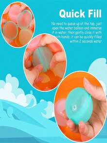 6/12 Pack Reusable Quick Fill Water Balloons, Perfect For Summer ...