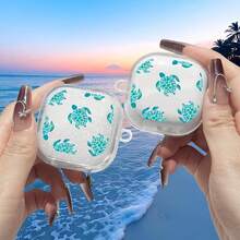 1PC Transparent Earphone Case, Blue Green Turtle Pattern Earphone Cover ...