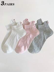 1/3/6 Pairs Women's Socks, Bow Embroidery, Mesh, Ear-Flap, Summer Thin ...
