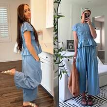 Women's Solid Color Two Piece Set 2026 Spring Summer Daily Loungewear ...