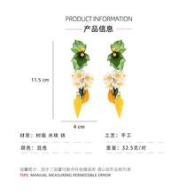 Tropical Floral & Lemon Drop Earrings With Leaf Accents for Sale ...