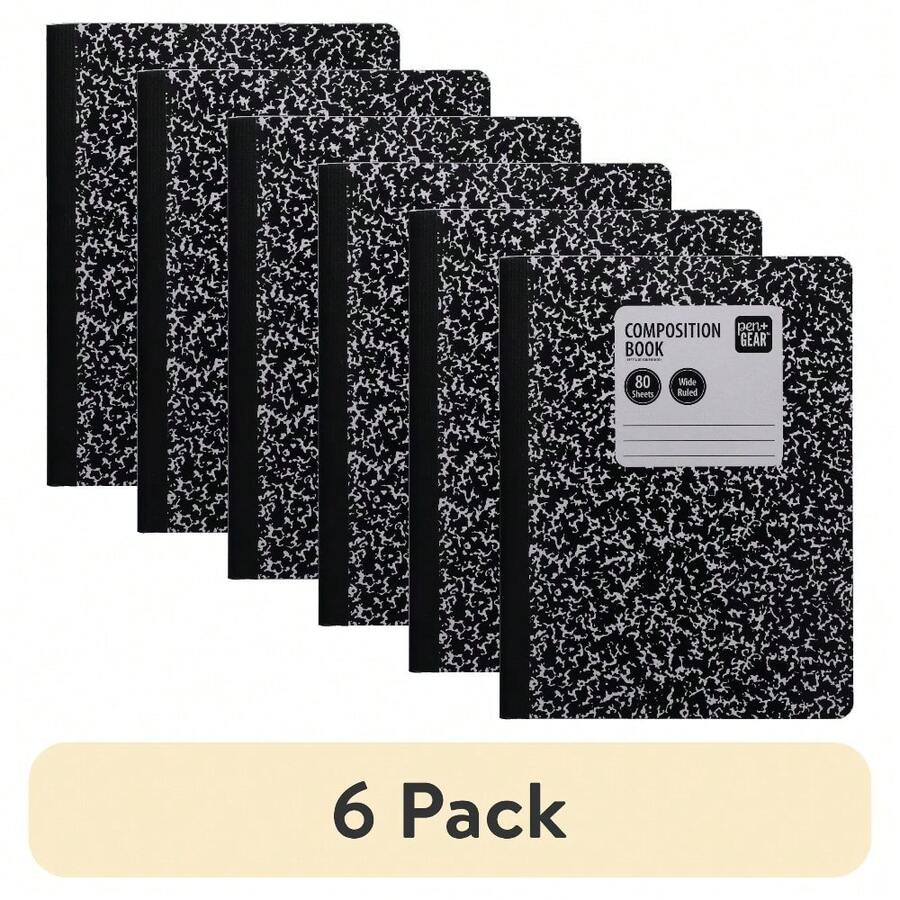 Wide Ruled Composition Notebook Marble Design Paper Cover 80 Sheets 6 ...