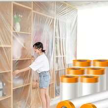 6 Rolls Of Pre-Taped Plastic Drop Cloth Film And 3 Rolls Of Decorative ...