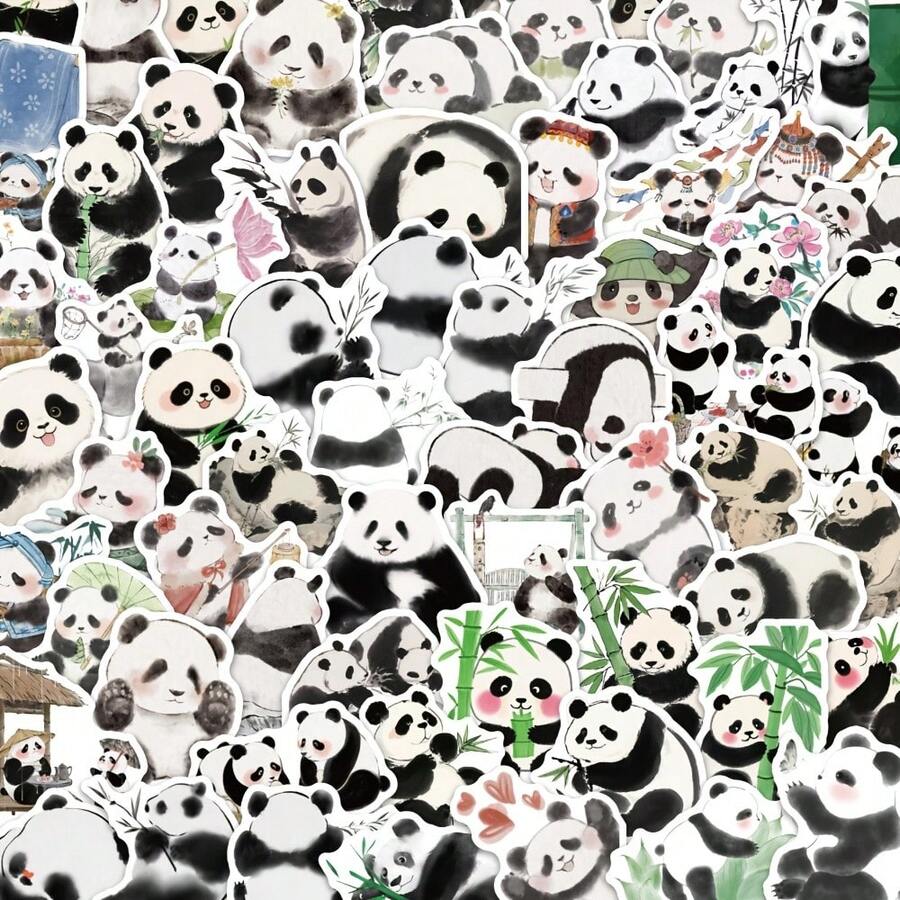 70 Peças Adesivos de Panda em Aquarela, Adesivos Decorativos Fofos de ...