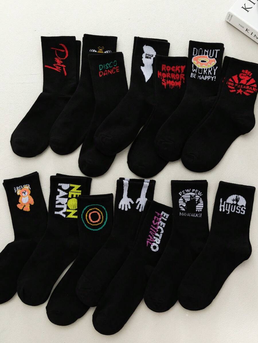 1 Pair/3 Pairs/5 Pairs/10 Pairs Random Pattern Men's All Season Mid ...