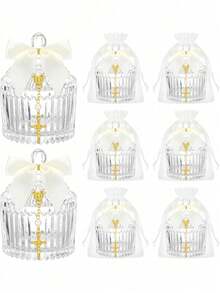 6 Sets 24pcs Guest Baptism Gifts Crystal Candy Bowls, With 6pcs Cross ...