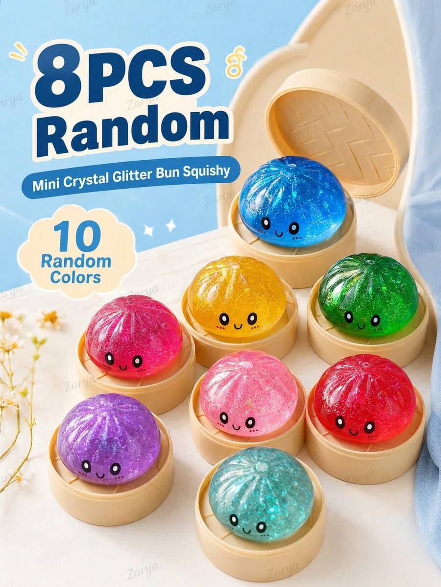 8pcs Mysterious Color Glitter Dumpling Squishy, 2026 New Dumpling ...