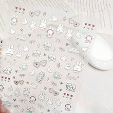 2pcs Rabbit Transparent Nail Stickers, Cute Cartoon Stickers, Suitable ...