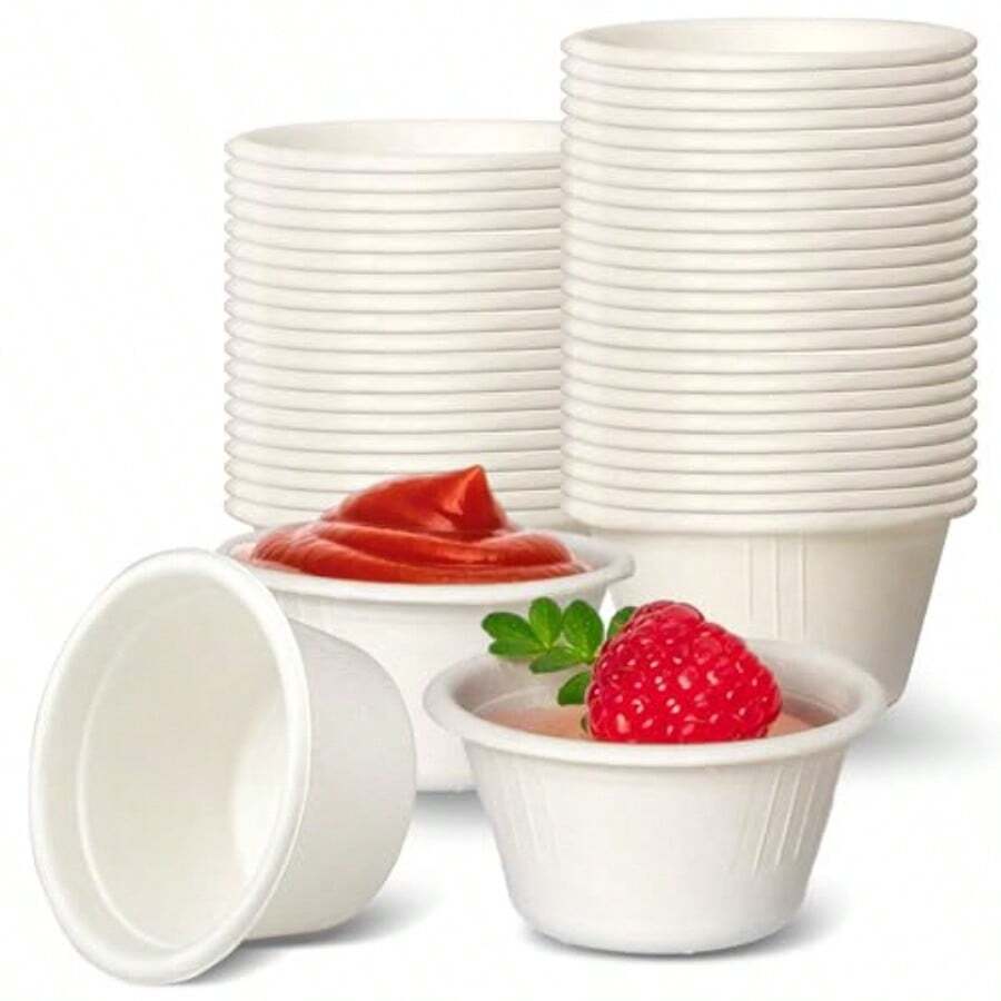 [100 Pack] 2 Oz Comtable Disable Condiment And Sample Cups, Bioradable ...