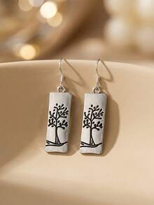 1 Pair Minimalist Artistic Tree Of Life Pattern Earrings For Women ...