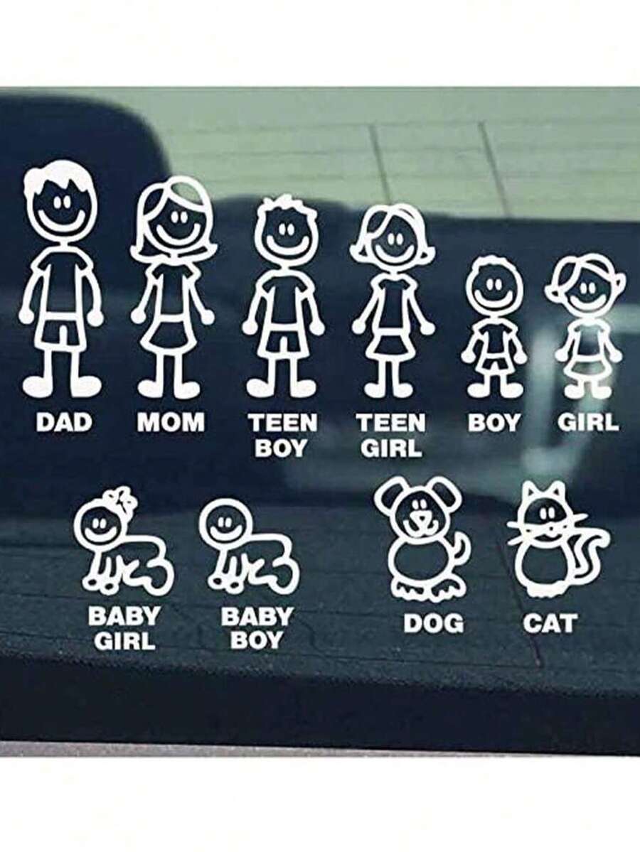 1pc Family Member Stick Figure Car Sticker, Waterproof Vinyl Material ...