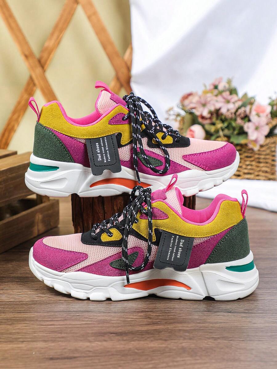Multi-Color Youth Chunky Sneakers, Youthful College-Style Retro Design ...