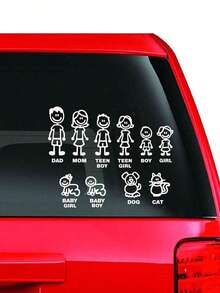 1pc Family Member Stick Figure Car Sticker, Waterproof Vinyl Material ...
