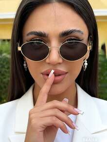 1pc Asymmetrical Small Frame Metal Women's Fashion Glasses, Suitable ...