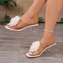 Girl's Transparent Crystal Heel Slippers, New Summer Outdoor Wear ...