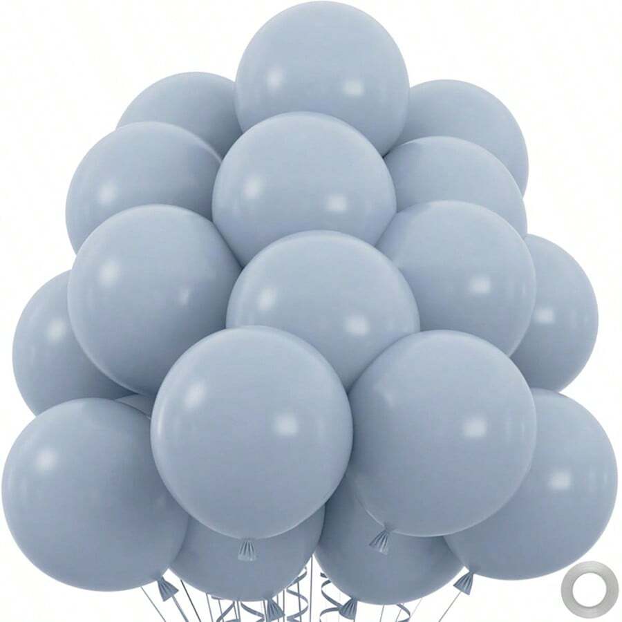 15/25/35/45/55pcs/Set Light Grey Blue Latex Party Balloons, 18/12/10/5 ...
