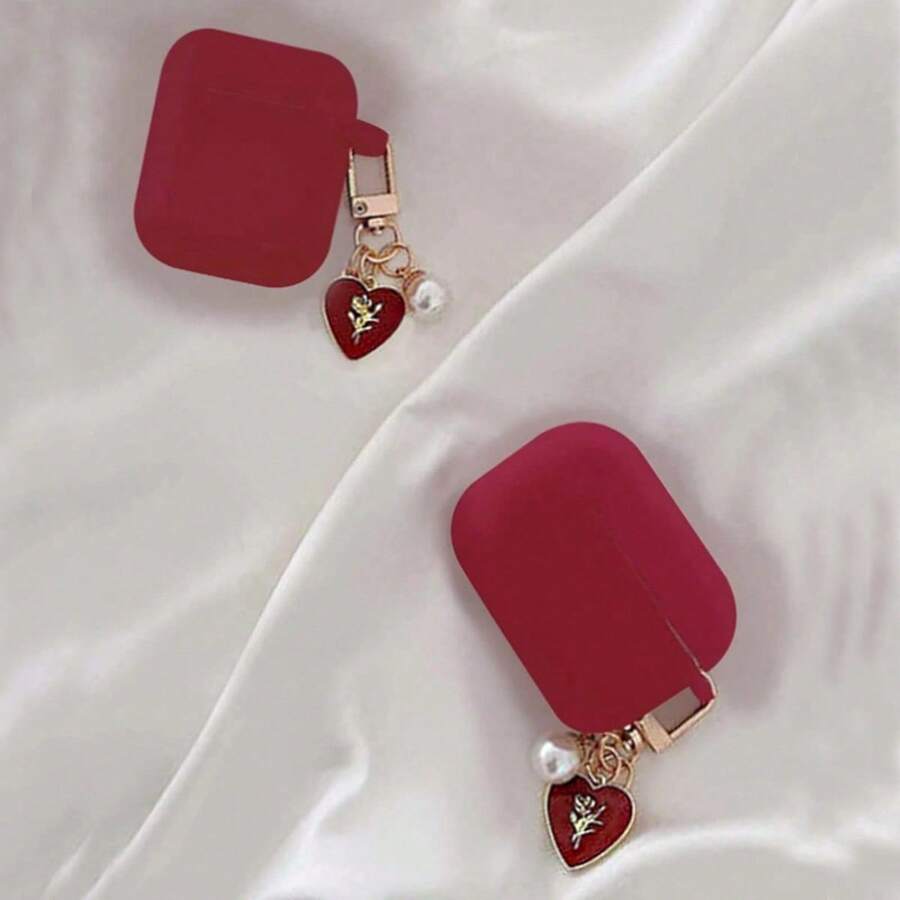Wine Red Heart Flower Pendant Suitable For AirPods 1/2/3/4/Pro/Pro2 ...