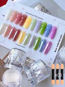 Conjunto de 3 peças de pó para unhas Aurora, efeito espelho gelado de ...