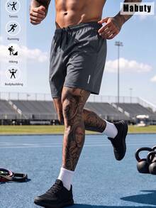 Men's Sports Shorts - Elastic Drawstring Waist, With Zipper Pockets And ...
