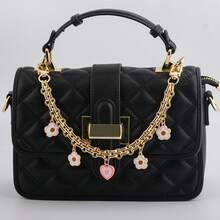 Cute Flower Pink Heart Pendant Bag Chain, Metal Decorative Handbag ...