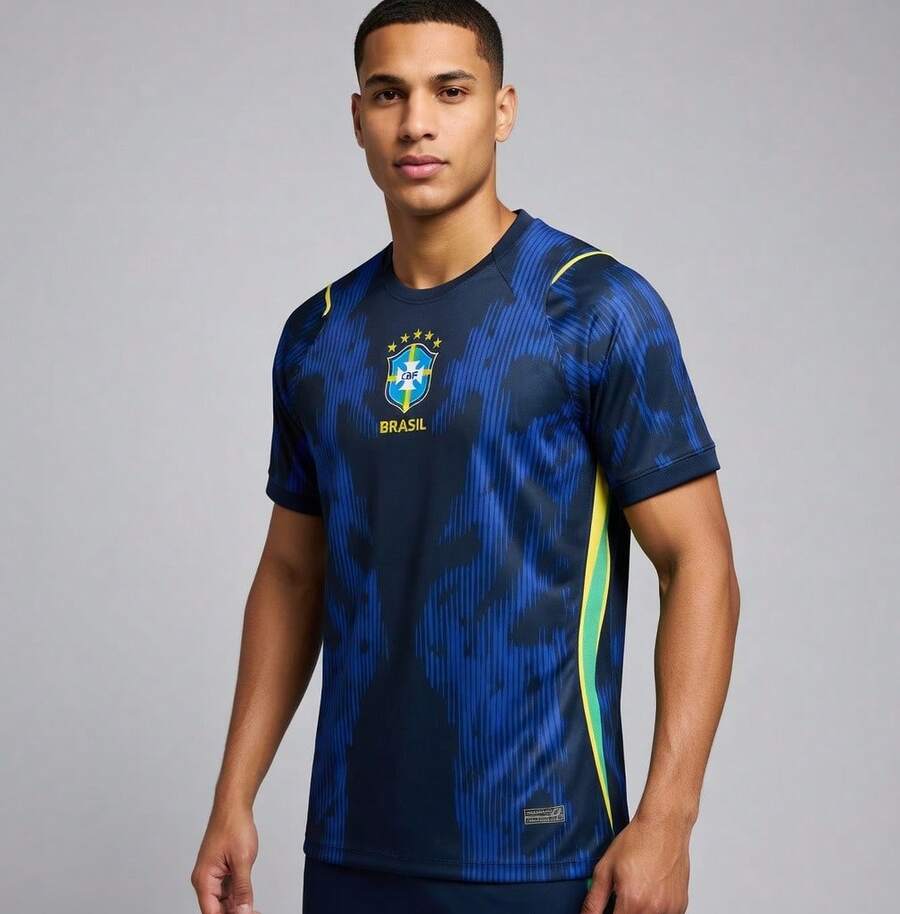 CAMISETA SELEÇÃO BRASILEIRA PRETA E AZUL 2026 | SHEIN Brasil