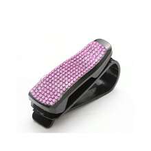 1pc Faux Crystal Car Glasses Clip With Ticket Card Holder For Car ...