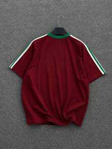 Fractyr Men's Portugal Lisbon Flag Print Colorblock T-Shirt, Burgundy ...