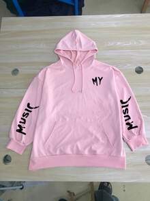 Headphone Print Pattern Sweatshirt, Plus Size Women's Casual Autumn ...