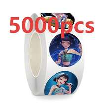 5000pcs K-Pop Round Stickers Roll, Cute Anime Character Labels, Self ...