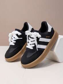 1 Pair Black & White Colorblock German Trainer Shoes, Soft Anti-Slip ...