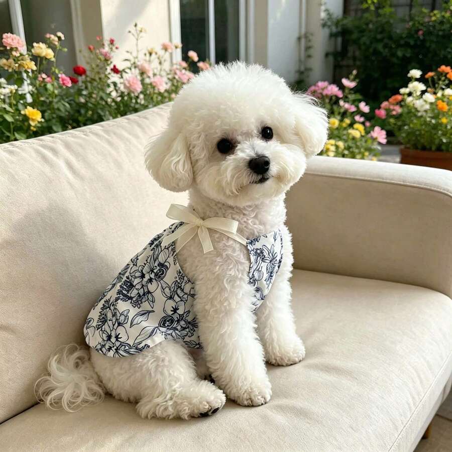 1pc Dog & Cat Summer New Ink Print Lightweight Camisole For Bichon ...
