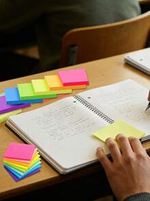 Colored Sticky Notes, Fluorescent Striped Sticky Notes, Back-To-School ...
