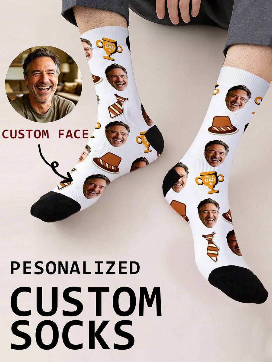 1Pair Custom Face Photo Printed Socks,Personalized Funny Socks,Print ...