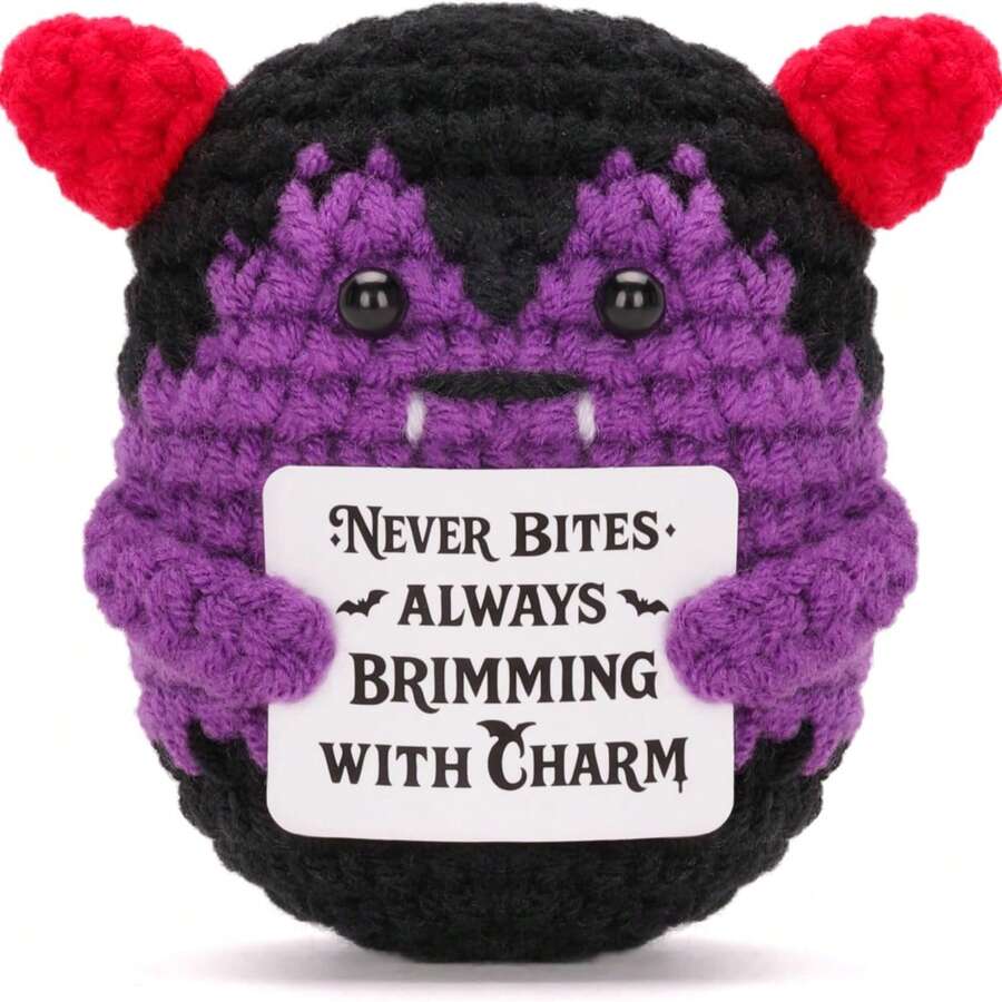 1pc Cute Vampire Crochet Plush Strap With Positive Belief Card - A ...