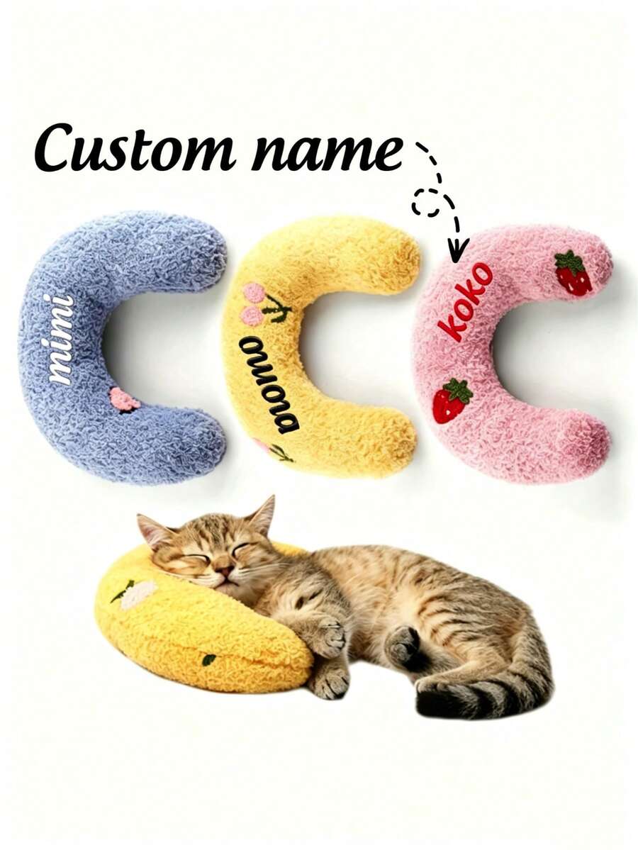 1pc Customizable Embroidered Name Cat Fair Small Pillow, Ultra Soft ...
