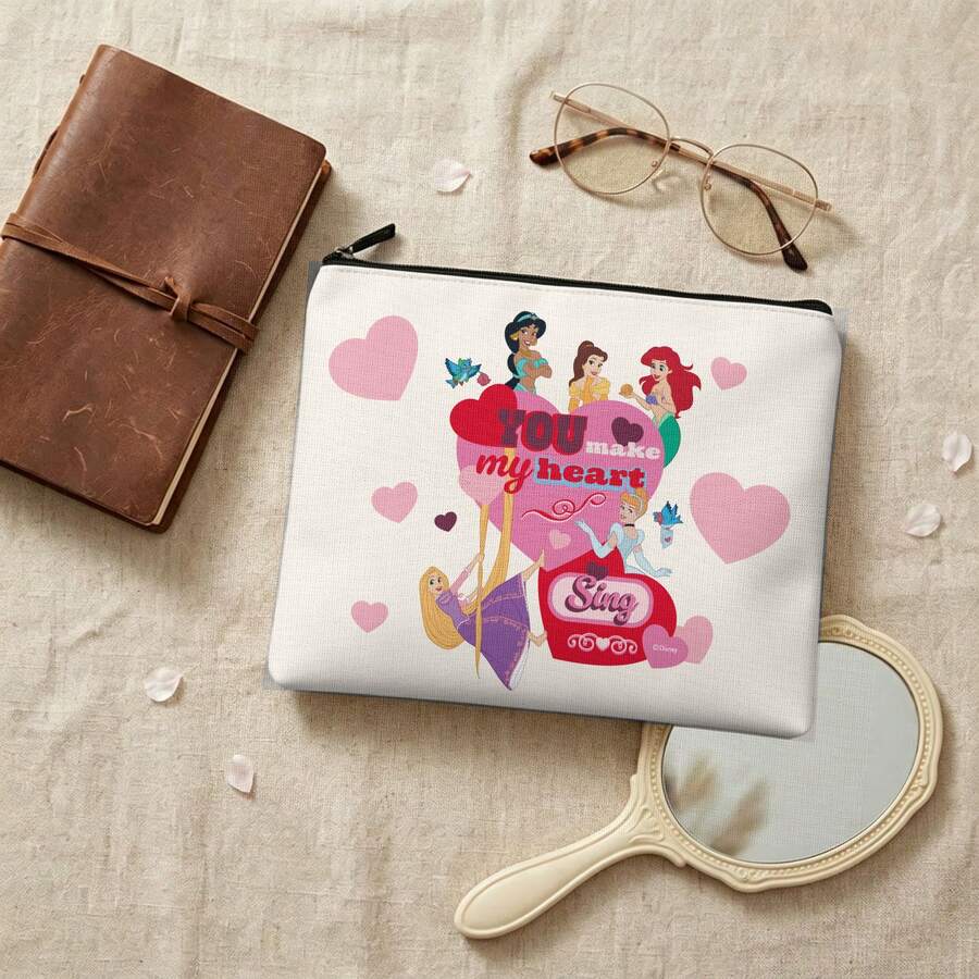 Disney Lovely Princess Zipper Pouch, Sweet Heartwarming Slogan Print On ...