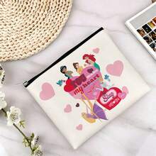 Disney Lovely Princess Zipper Pouch, Sweet Heartwarming Slogan Print On ...