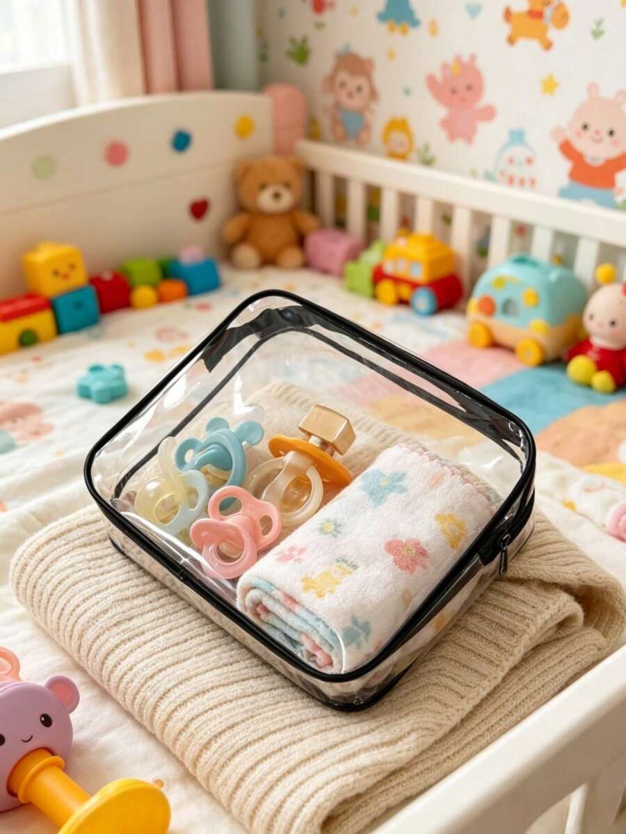 Clear PVC Zipper Baby Toy Storage Pouch, Portable Nursery Organizer Bag ...